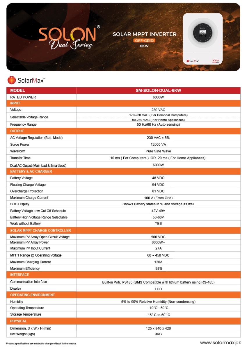SolarMax Solon Dual 6KW | SolarMax